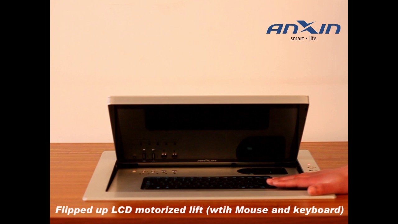 ANXIN Flipped up LCD motorized lift wtih Mouse and keyboard - YouTube