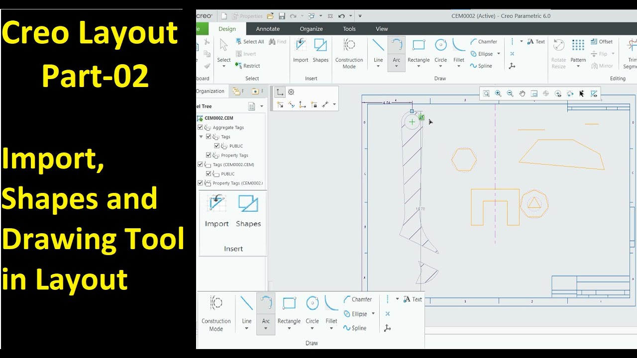 #02 Creo Layout Tutorial- Import, Shapes and Drawing Tools - YouTube