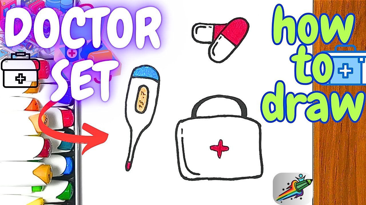 How to draw a doctor set | drawing doctor set easy for kids - YouTube