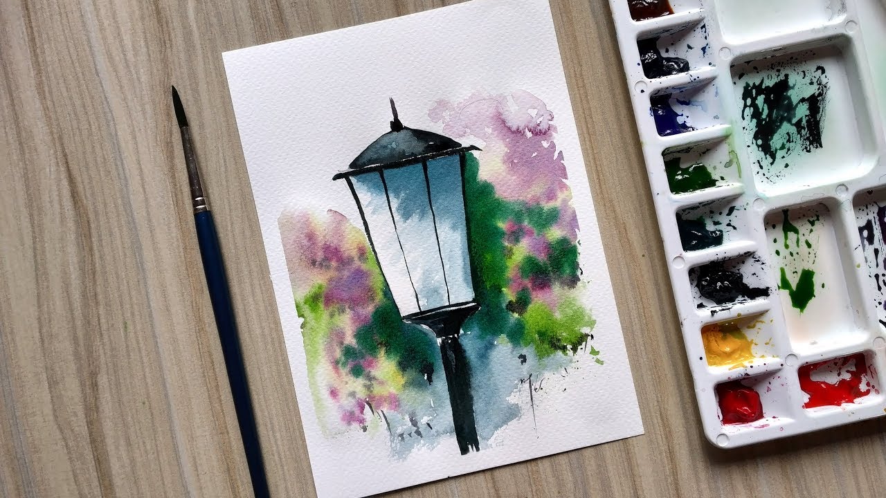 Watercolor Lantern Painting Demonstration | Paint with David - YouTube