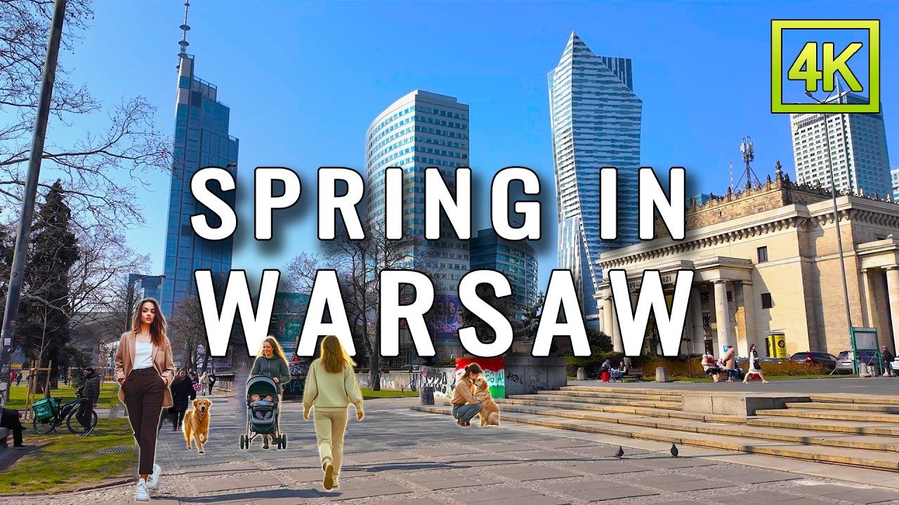 Spring in Europe's Rising Capital ⬜🟥 Warsaw 4K HDR 60FPS City Walking ...