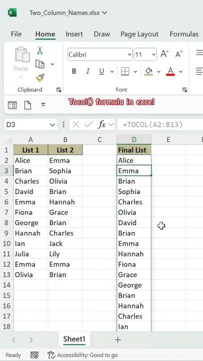 TOCOL function in Excel ‼️ Combine multiple columns - YouTube