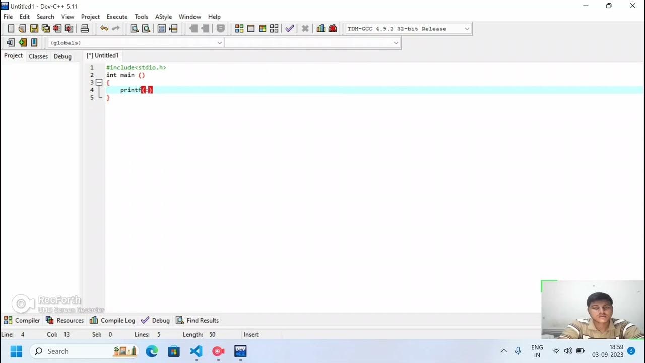 c programming run in dev c++ #engineering #coding - YouTube
