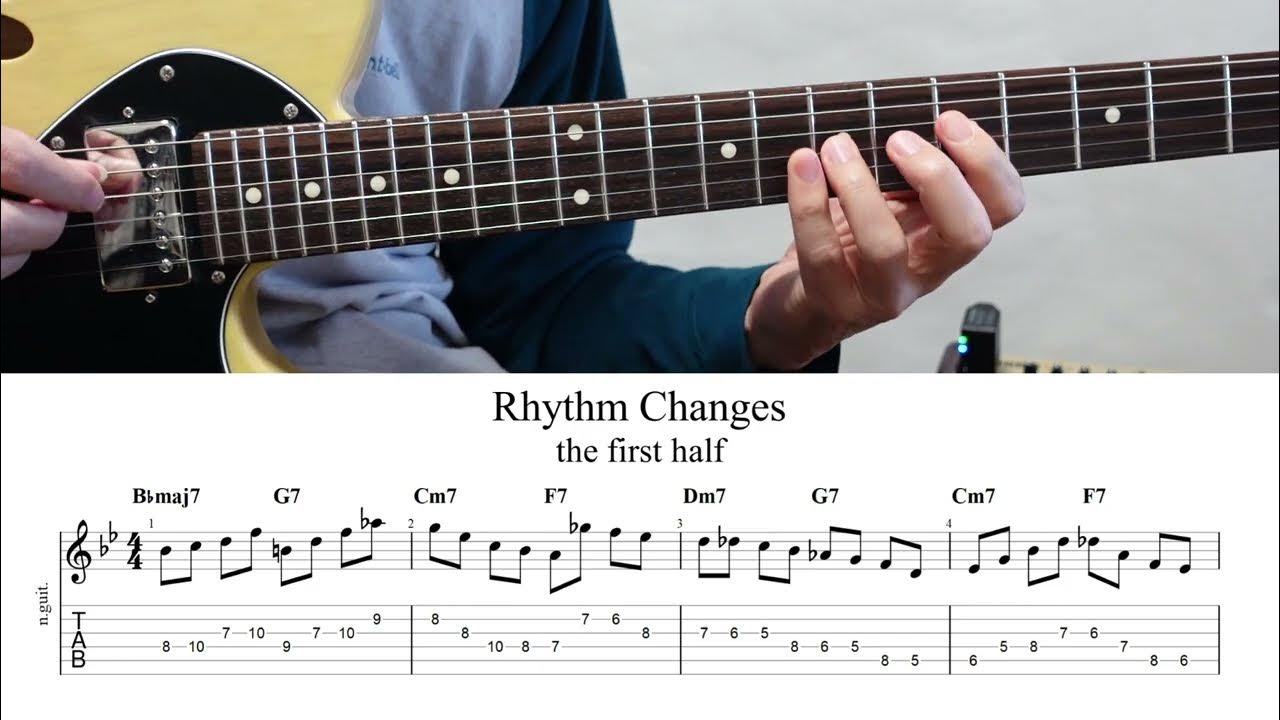 Guitar Exercise 70 》 Rhythm Changes [ the first half ] Practice in the Key of Bb 【TAB ⇒ 概要欄 ...