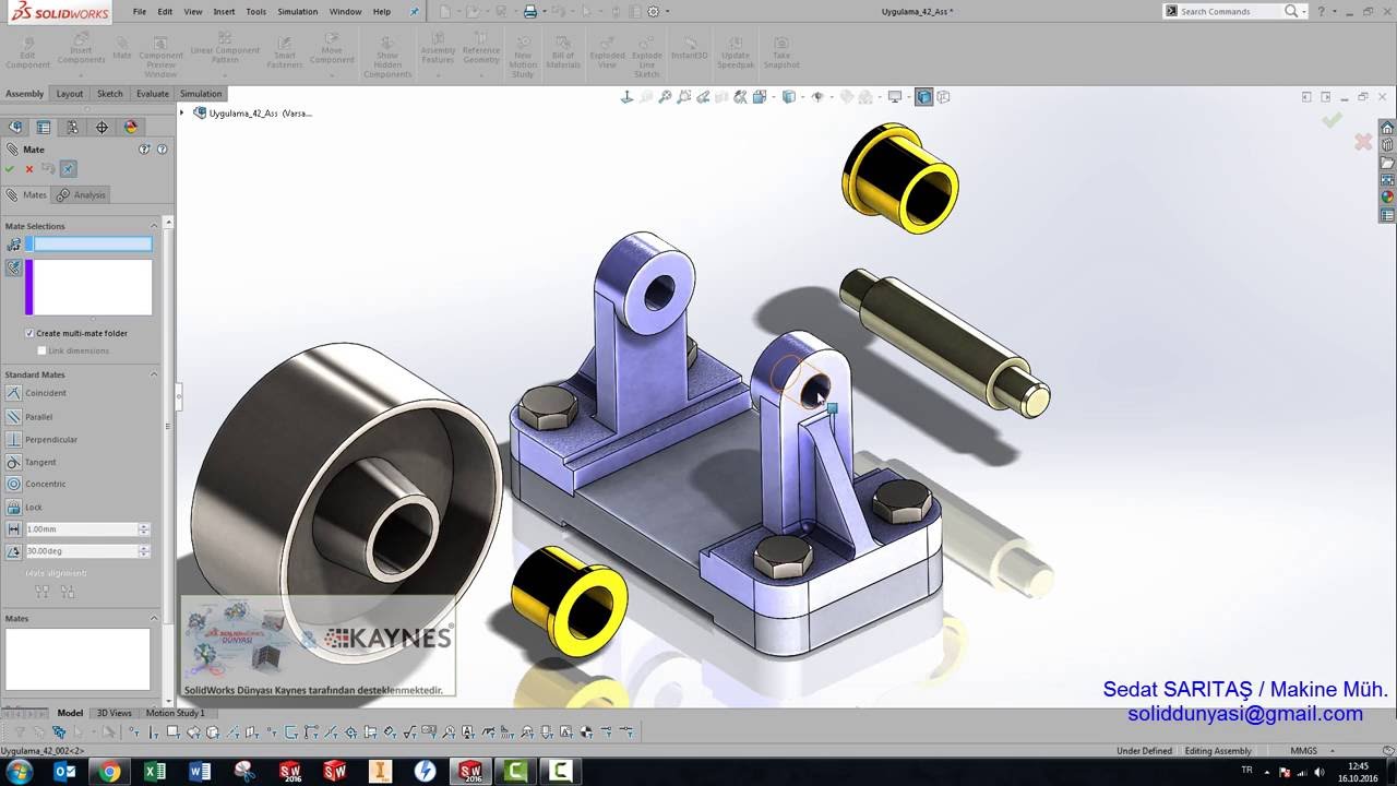 Solidworks - Multiple Mate Mode - YouTube