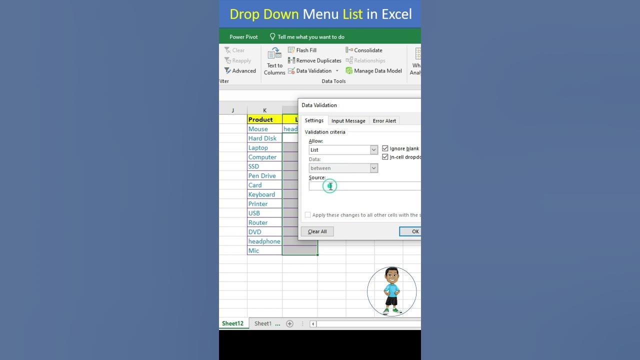 Drop Down Menu List in Excel #excel #exceltips #exceltutorial #msexcel #microsoftexcel # ...