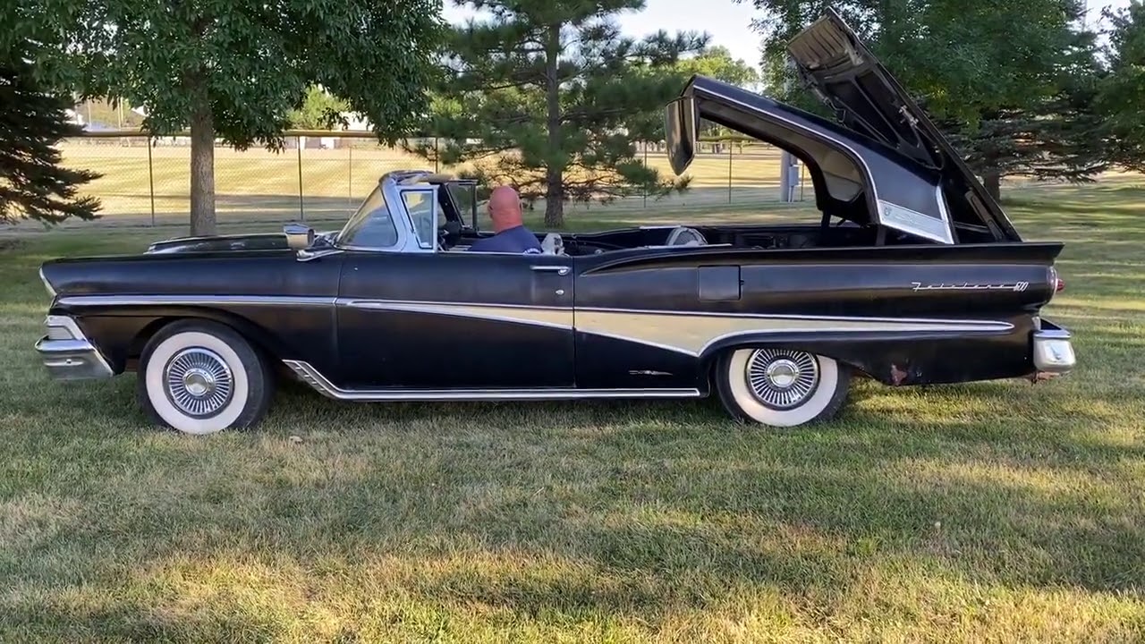 58 Ford Skyliner Retractable roof going up. - YouTube