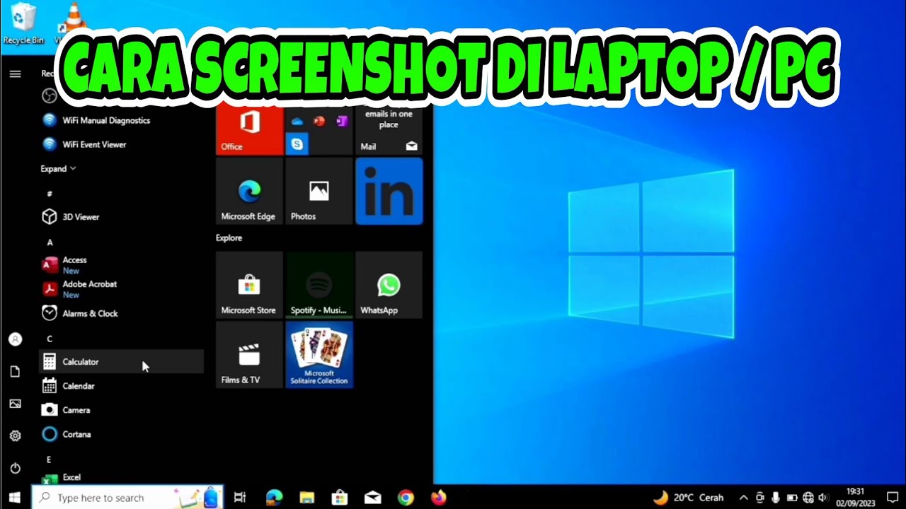 Cara Screenshot di Laptop Windows 10 - YouTube