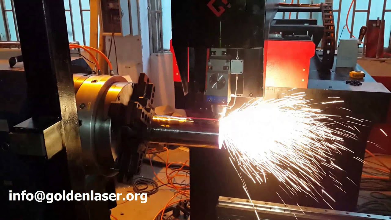 CNC round tube laser cutting machine - YouTube