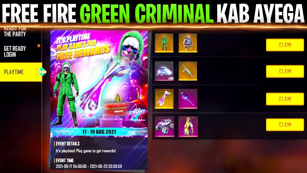 FREE FIRE 🔥 GREEN CRIMINAL BUNDLE EVENT 2021 😱 || 4TH ANNIVERSARY ...