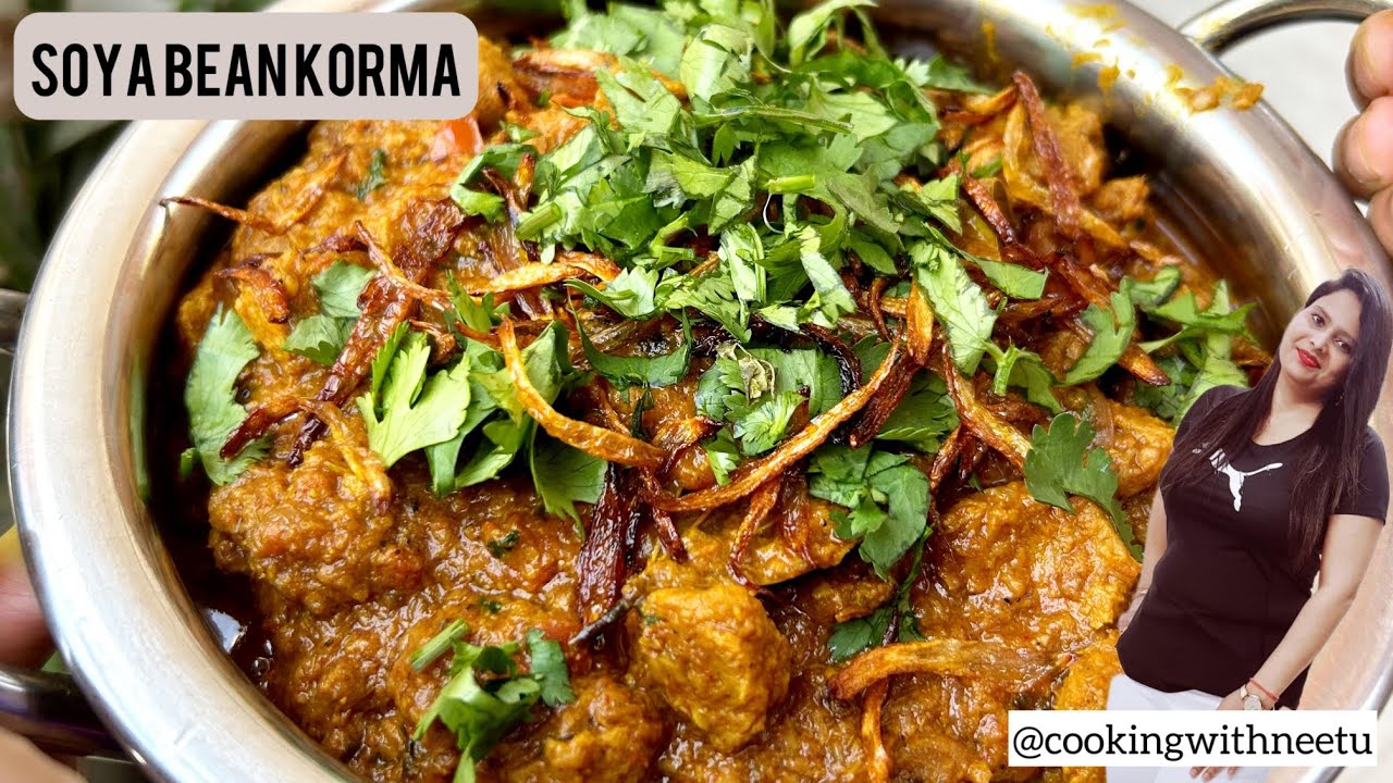 Veg Soya Korma Recipe | Soya Chunks Gravy | Cookingwithneetu - YouTube