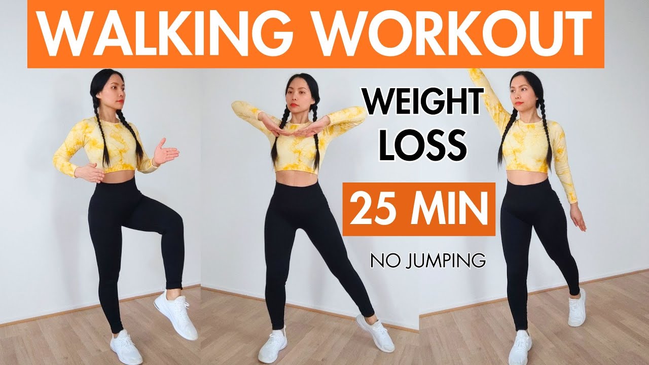 Walking workout for weight loss, 25 min standing abs, full body fat ...