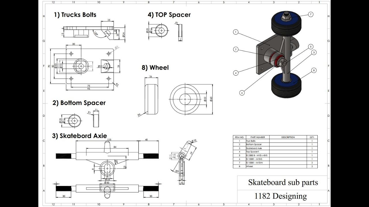 skateboard parts design in Solidworks - YouTube