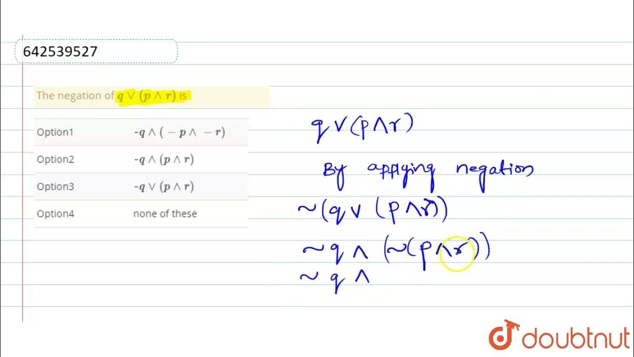 The Negation Of Qvvpr Is Class 12 Mathmetical Reasoning Maths Doubtnut Youtube