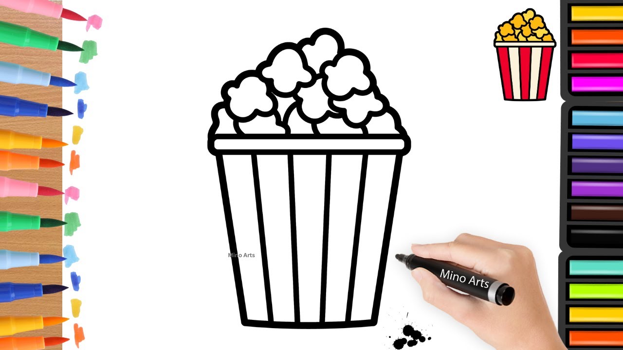 Popcorn Drawing!! || Easy Drawing Tutorial @minoarts #drawingvideo # ...