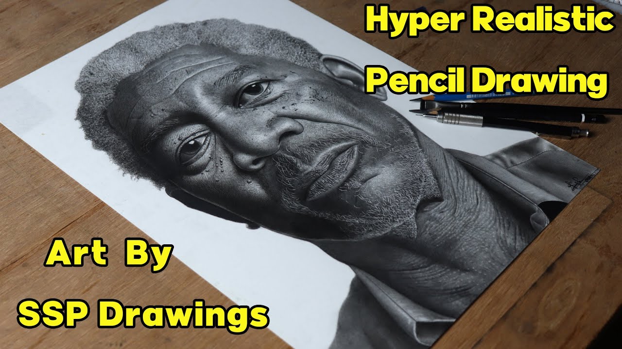 Hyper realistic Pencil Drawing - Morgan Freeman - YouTube