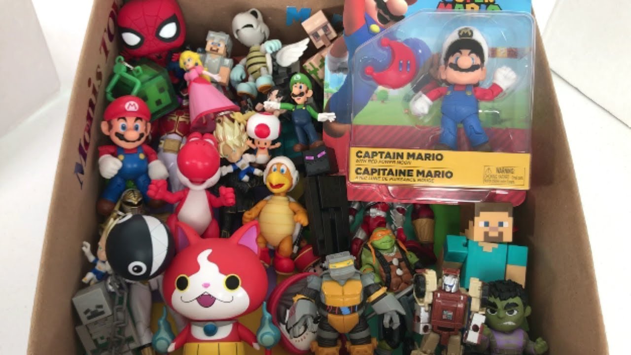 Box of Toys Unboxing Captain Mario | Action Figures Luigi Steve ...