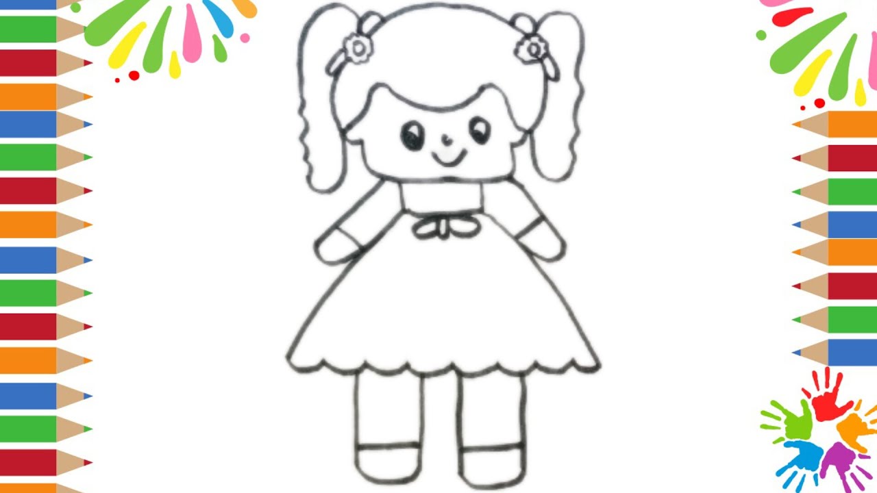How to draw a cute doll | Cute Doll Drawing,coloring and painting for ...