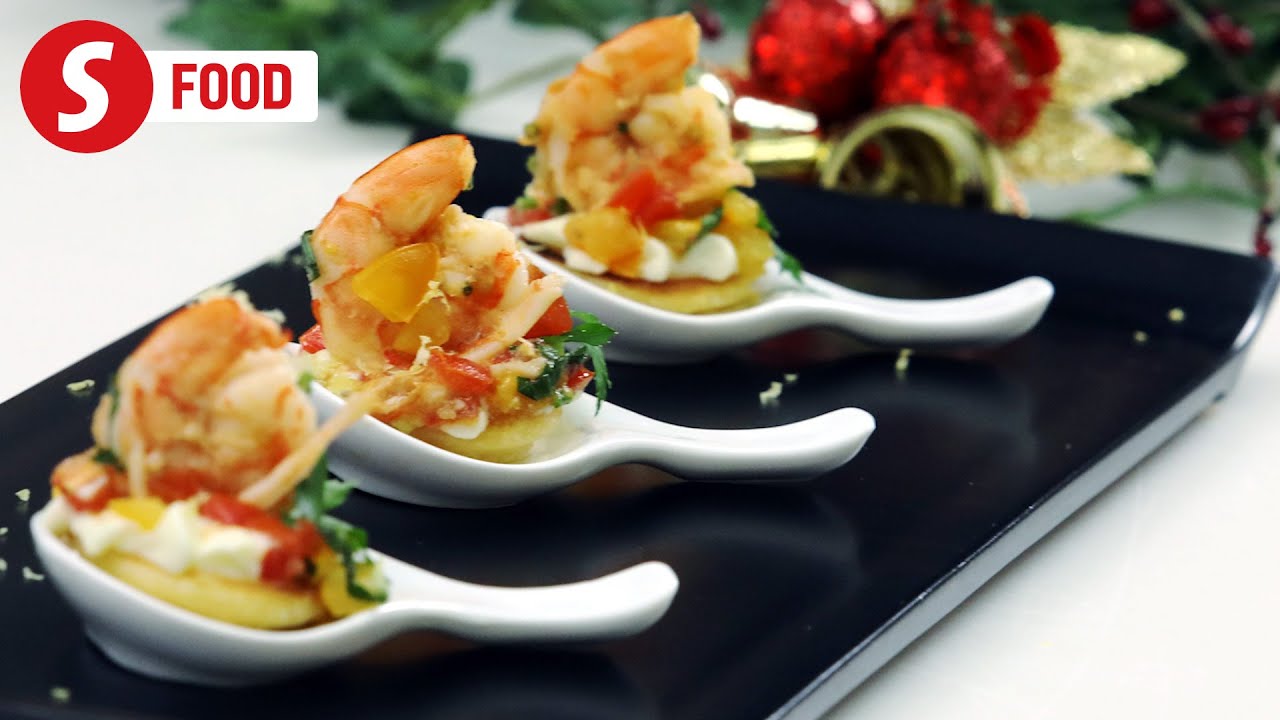 Retro Recipe: Prawn blinis - YouTube