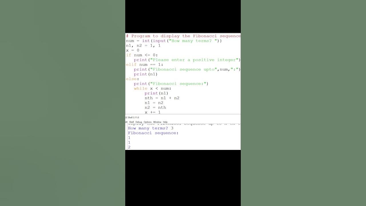 Display Fibonacci Series In Python Shorts Python Pythonbasics Youtube 