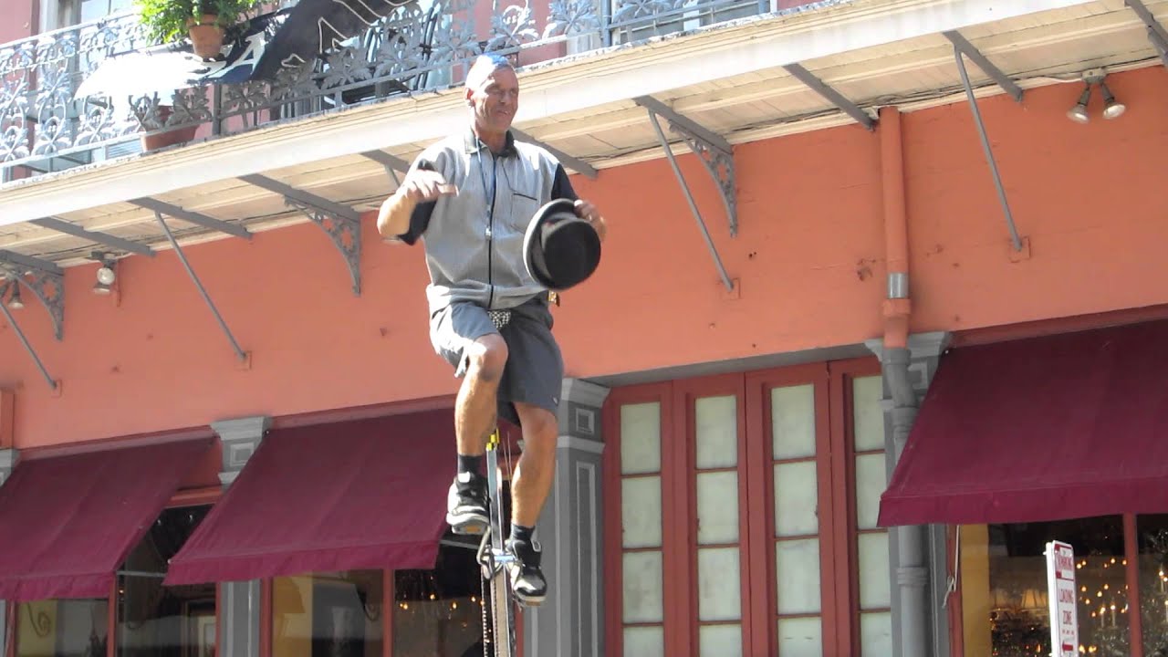 New Orleans Unicycle Street Performer Juggling Act - YouTube