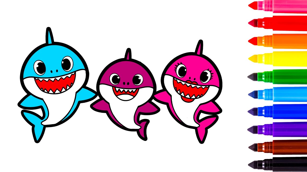 How to Draw Baby Shark Easy | Learn Colors | Drawing and Coloring for ...