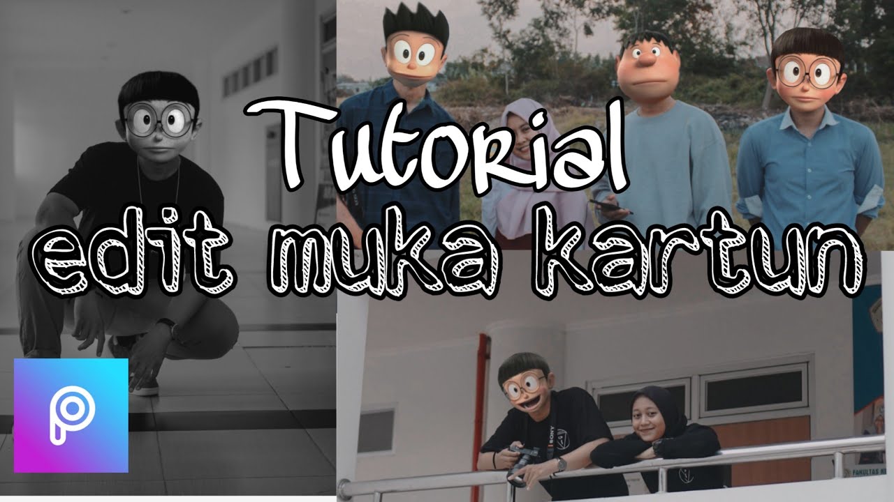Cara edit foto muka animasi kartun | tips edit picsart - YouTube