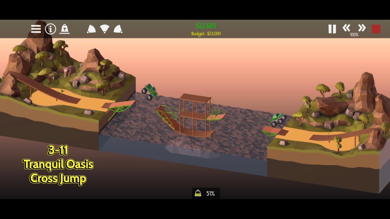 Poly Bridge 2 - Tranquil Oasis - Cross Jump (3-11) - YouTube