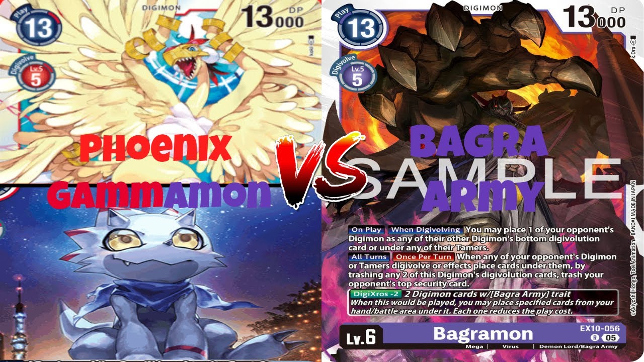 Gammamon/phoenixmon x vs Bagra army | Digimon TCG EX10 Gameplay - YouTube