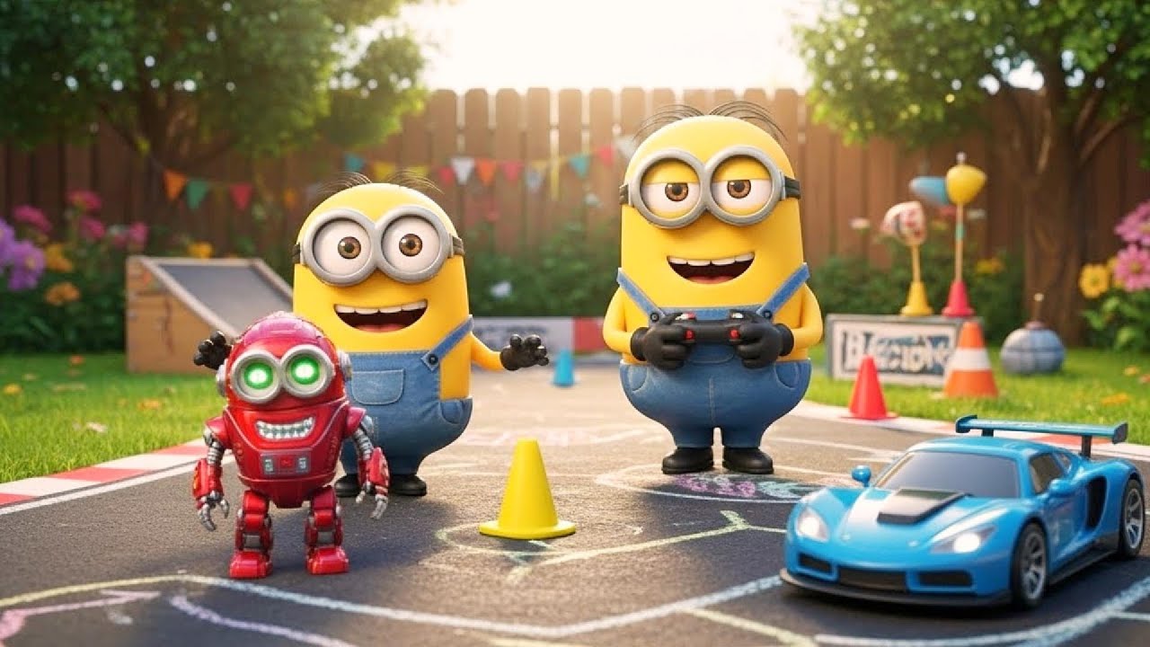 Minions Build a Mini Race Track and Trigger Chaos With Robots and Speed ...
