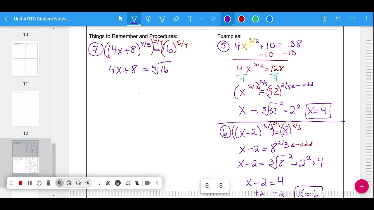 Unit 4 Day 7 Solving Equations with Rational Exponents - YouTube