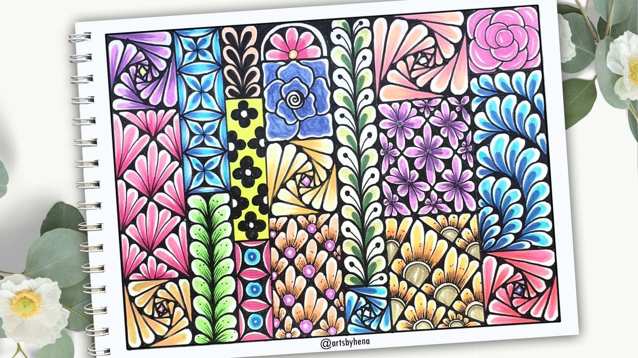🌺Colorful Zentangle Patterns | Beautiful Colorful Patterns🌺 - YouTube