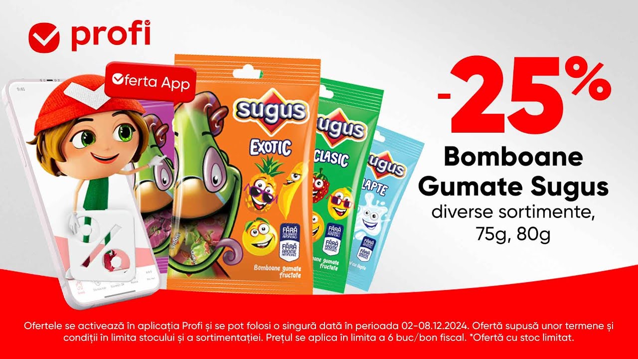 Activează oferta în aplicația Profi și ai: bomboane gumate Sugus ...