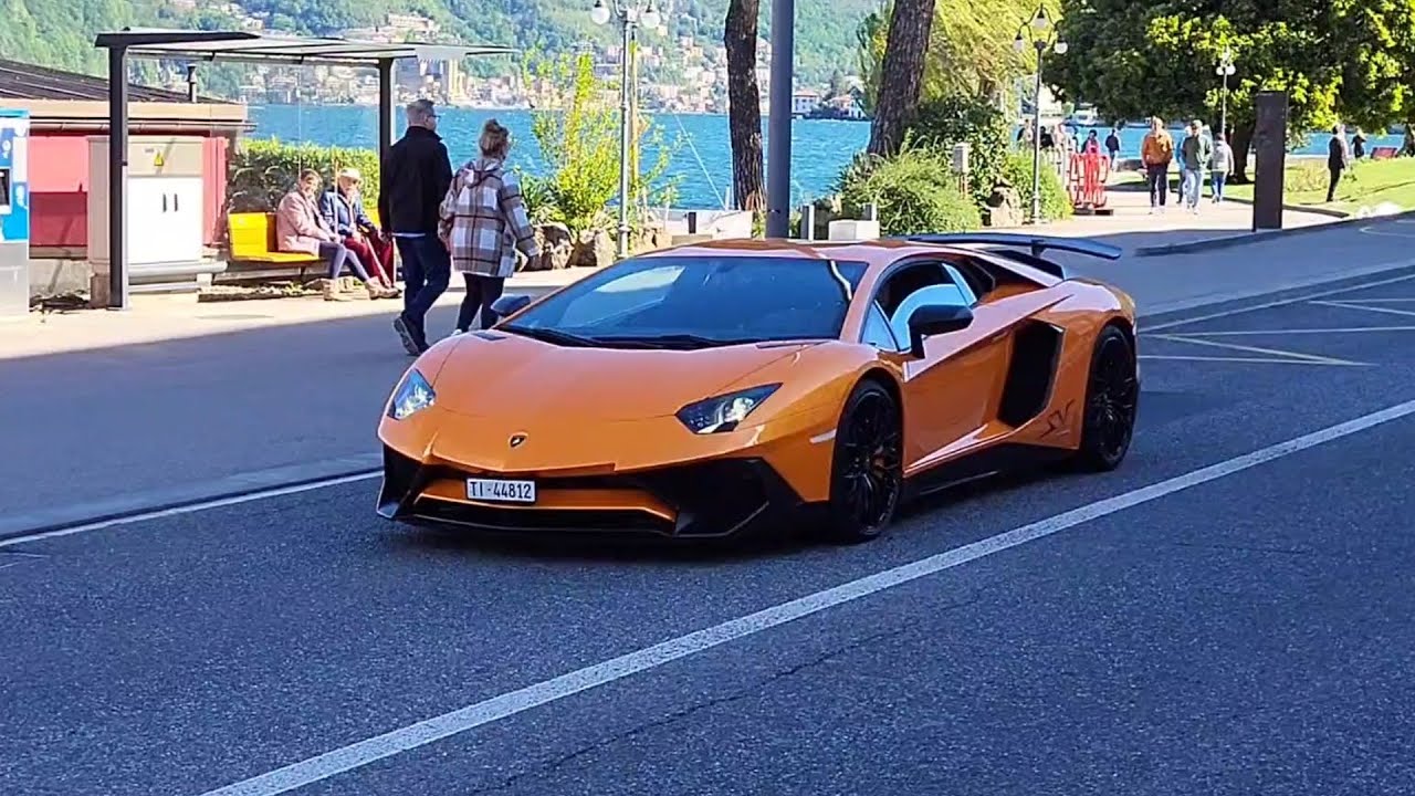 Supercars in Switzerland (Lamborghini Aventador SV, Ferrari 458 ...