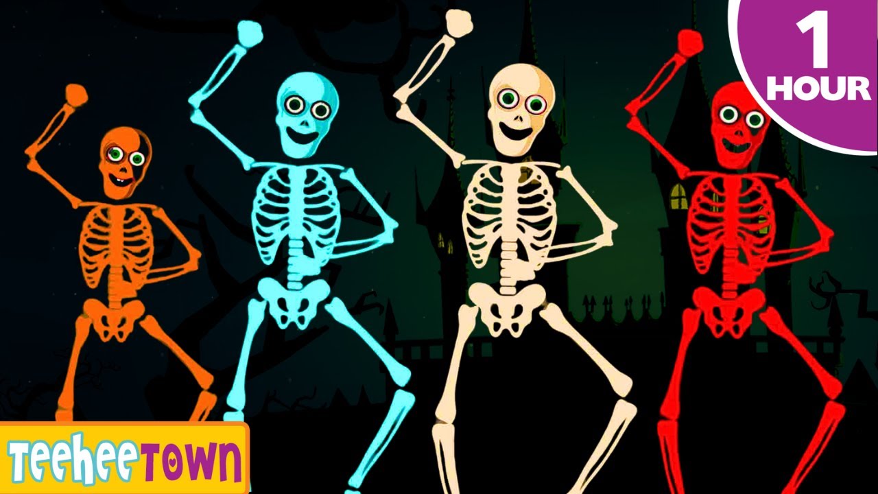 Wheels On The Bus With Five Skeletons + Spooky Scary Skeletons Songs By ...