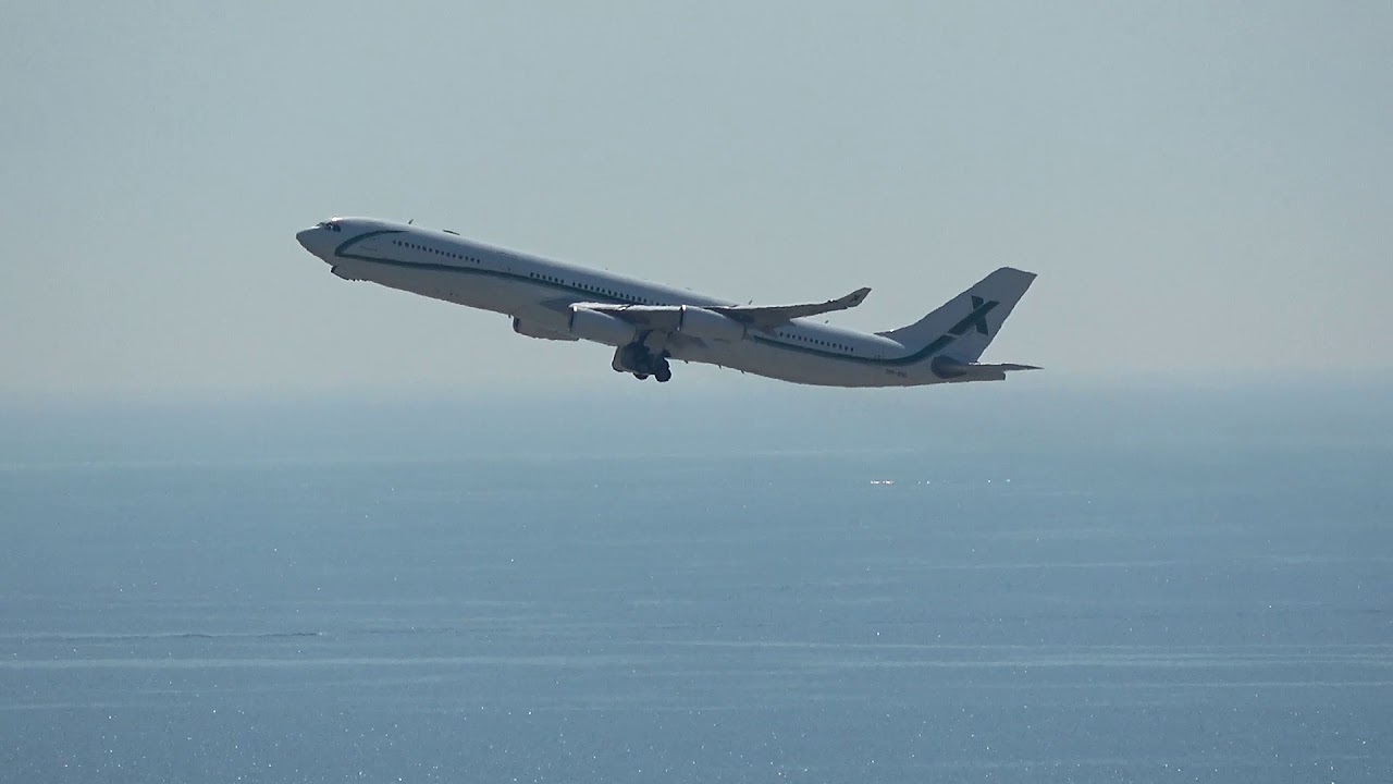 Air X VIP Airbus A340 take off from Nice airport - YouTube
