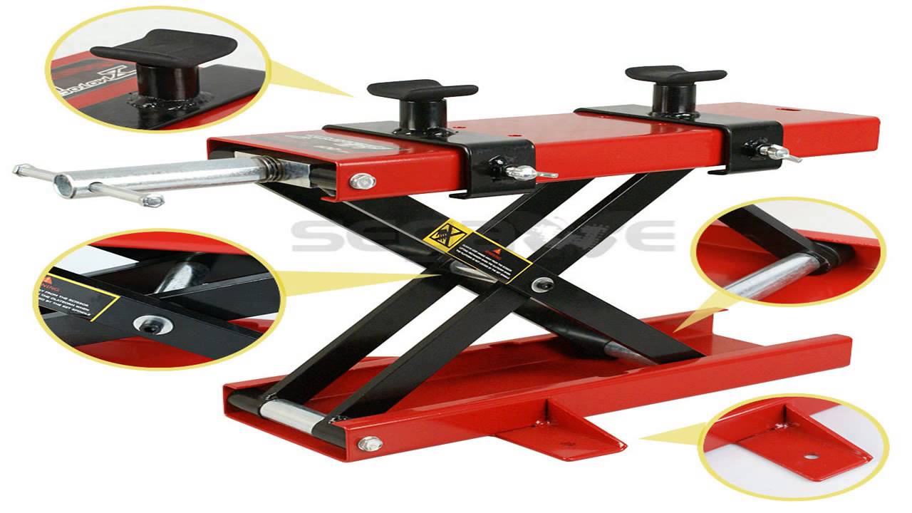 1100 LB Wide Deck Motorcycle Center Scissor Lift Jack Hoist Stand Bikes ATV - YouTube