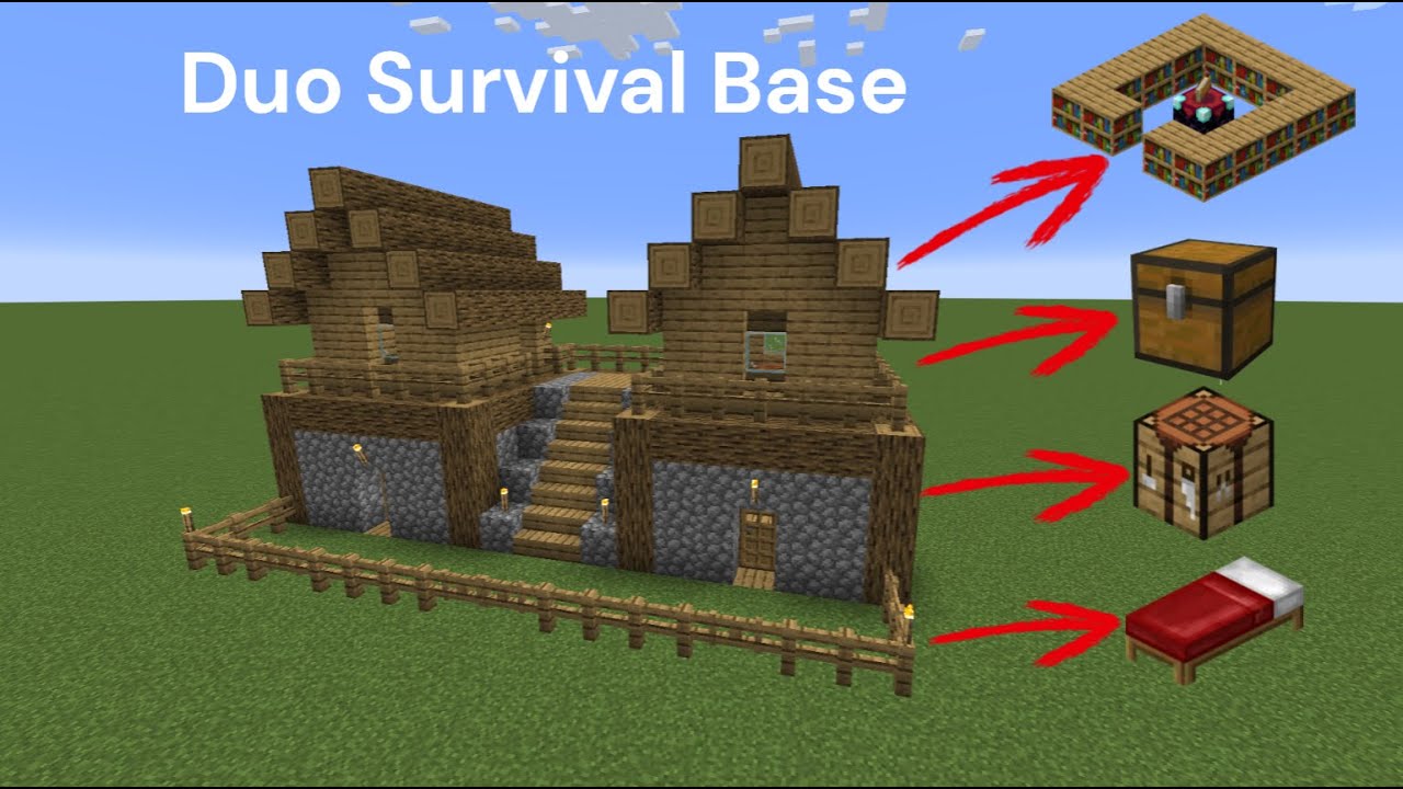 How to build a duo survival house in Minecraft - YouTube