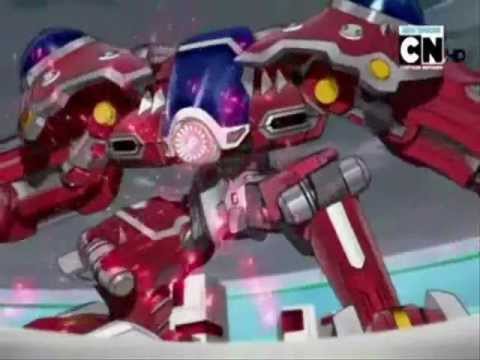 Bakugan Mechtanium Surge - Pyrus Fusion Dragonoid Combines With Dragonoid Destroyer