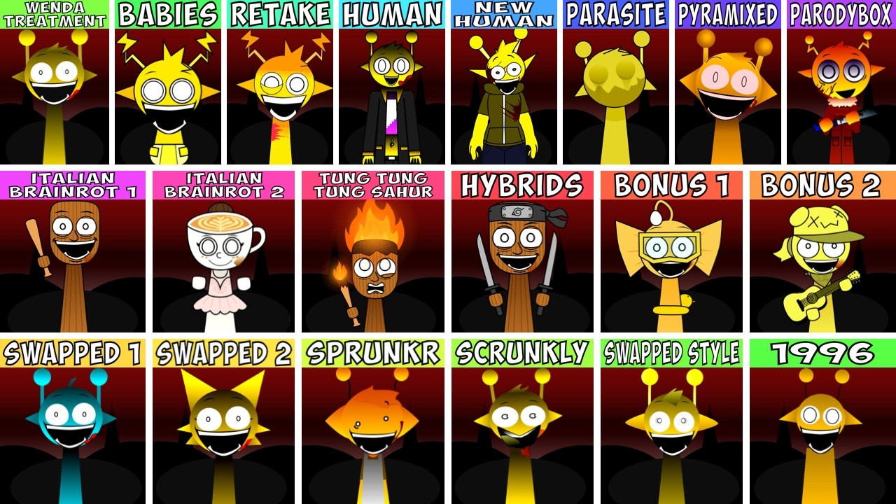 EVERY Sprunki Characters From Wenda Treatment | All New Versions ...