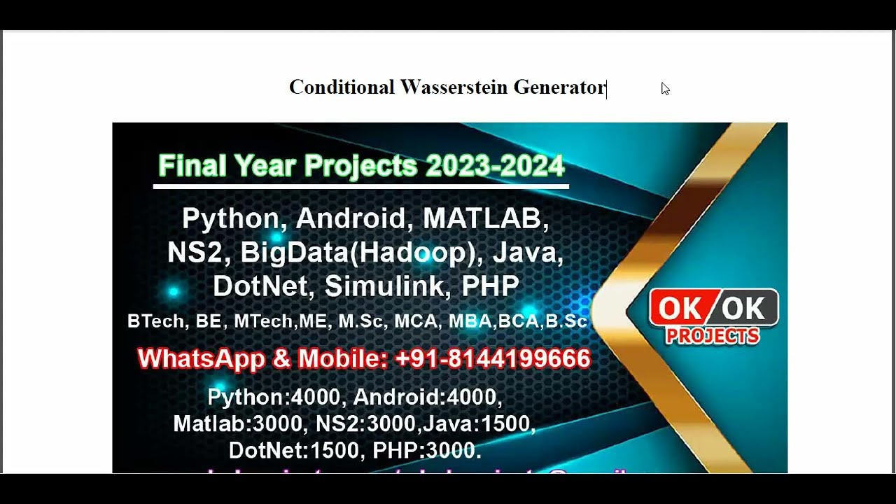 Conditional Wasserstein Generator - YouTube