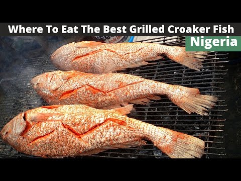 NIGERIAN STREET FOOD TOUR | HOW TO MAKE BARBEQUE FISH NIGERIAN STYLE | GRILLED CROACKER FISH