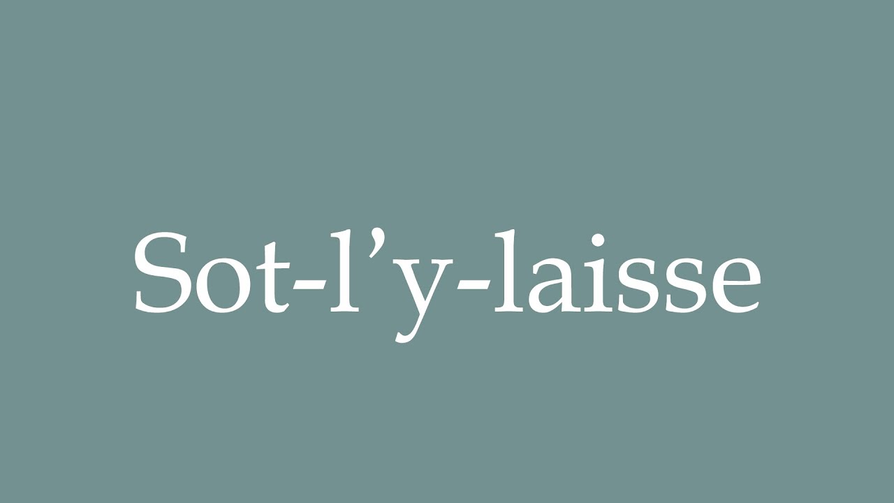 How to Pronounce ''Sot-l'y-laisse'' Correctly in French - YouTube