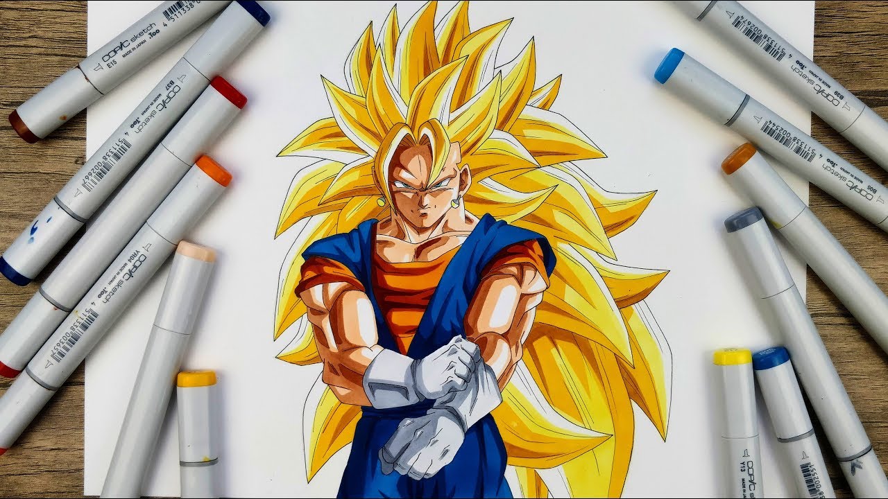 Drawing VEGITO Super Saiyan 3 - YouTube