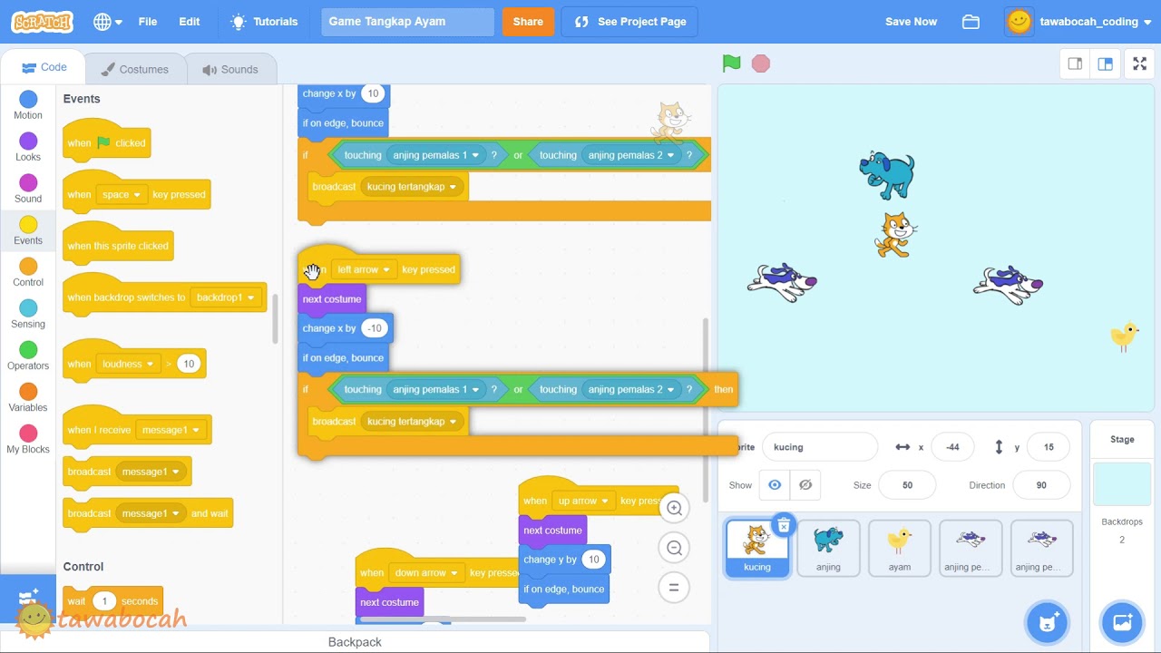 Tutorial Coding Anak dengan Scratch A - 26 Game Tangkap Ayam 3 - YouTube