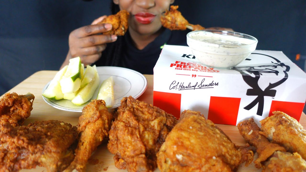 ASMR KFC FRIED CHICKEN ,CUCUMBER & RANCH DIP MUKBANG [NO TALKING] - YouTube