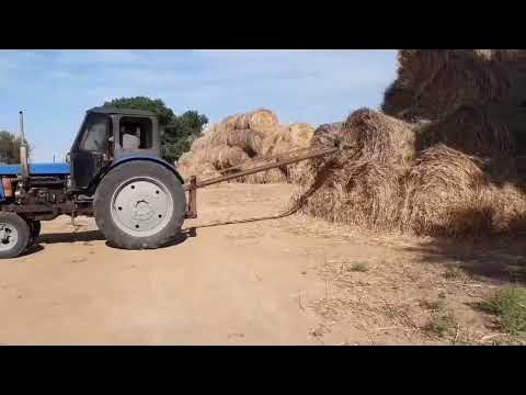 Трактор Т-40 и самодельный навесной погрузчик рулонов , сделан за ...