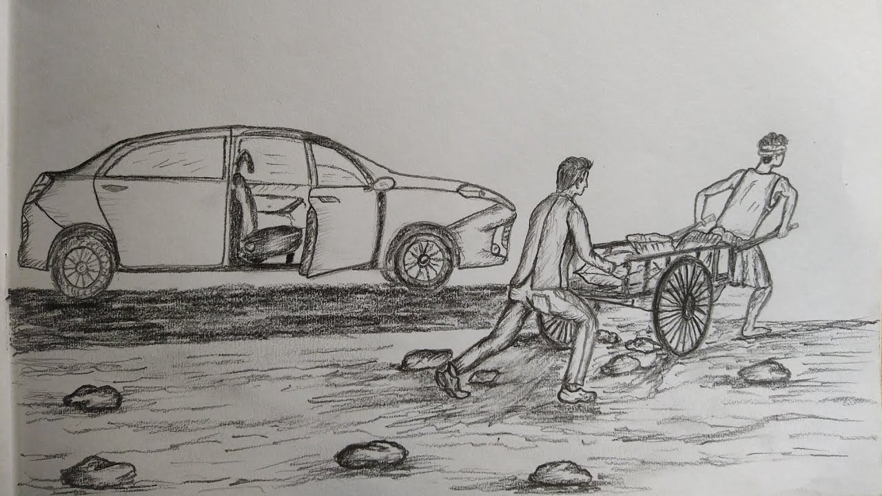 Helping poor people// drawing a moment; when a rich people helping poor ...