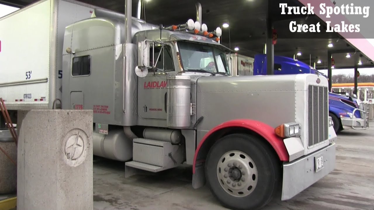 Silver Peterbilt Semi Truck At The Pumps In London - YouTube