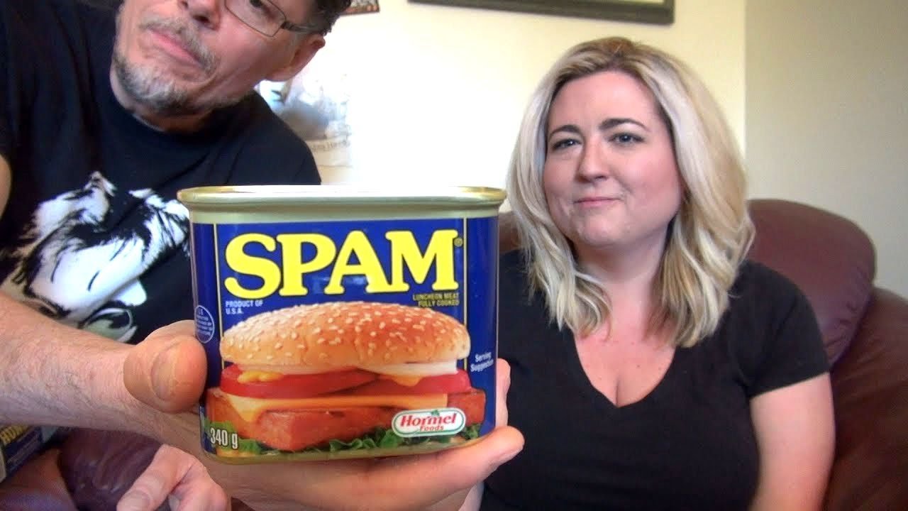 FRIED SPAM AND HUNGRY MAN BACKYARD BARBEQUE REVIEWS with Mollie - YouTube
